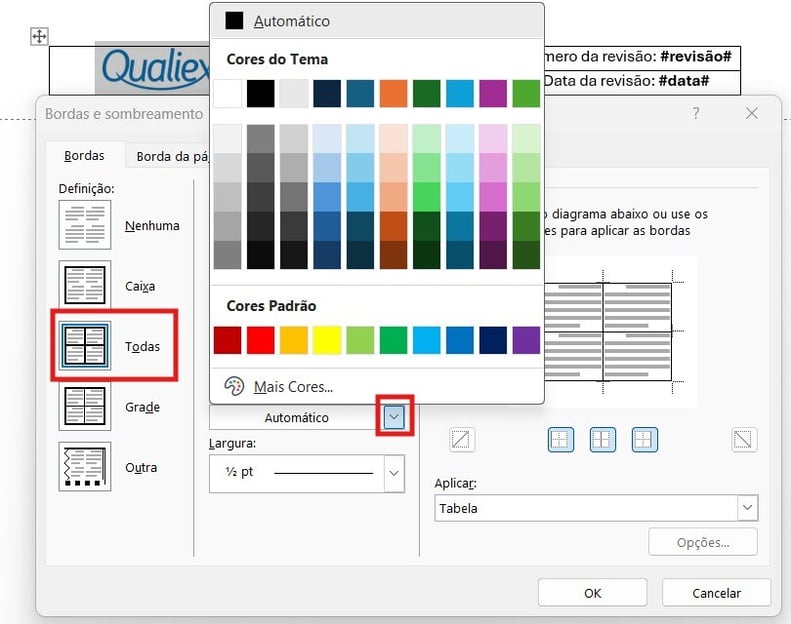 Modelo de cabeçalho e rodapé no Word