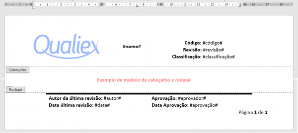 Modelo de cabeçalho e rodapé no Word