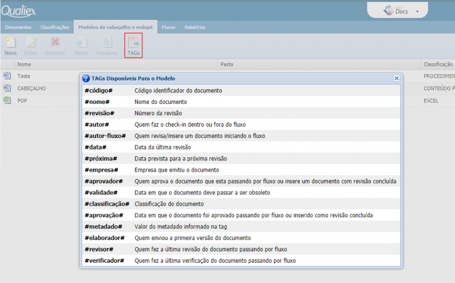 Modelo de cabeçalho e rodapé no Word